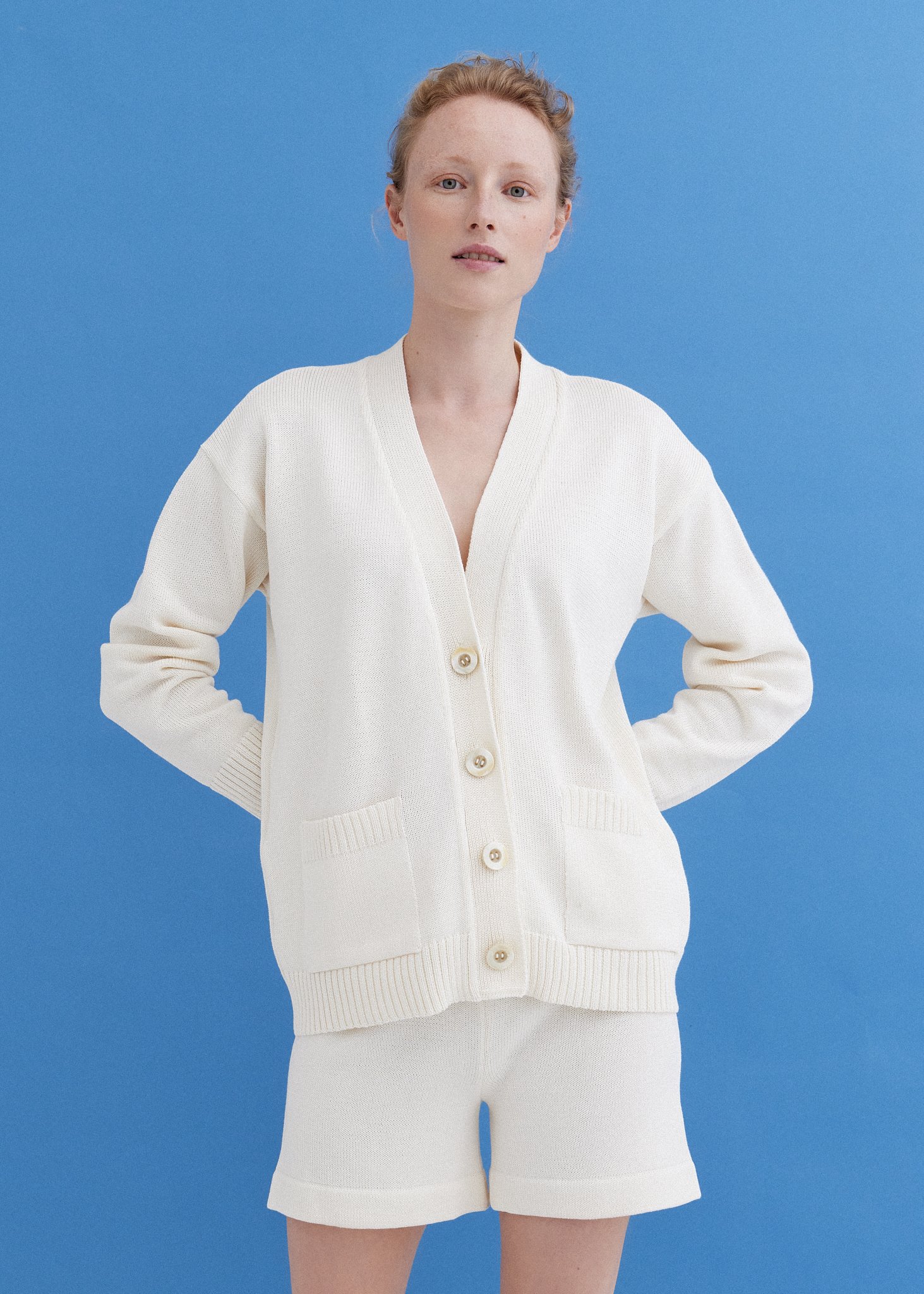 Knitted Cotton Cardigan with Buttons - Handmade ǀ Monala