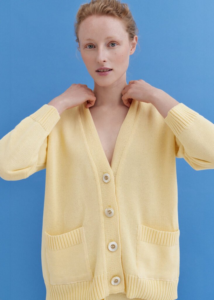 Knitted Cotton Cardigan with Buttons - Handmade ǀ Monala