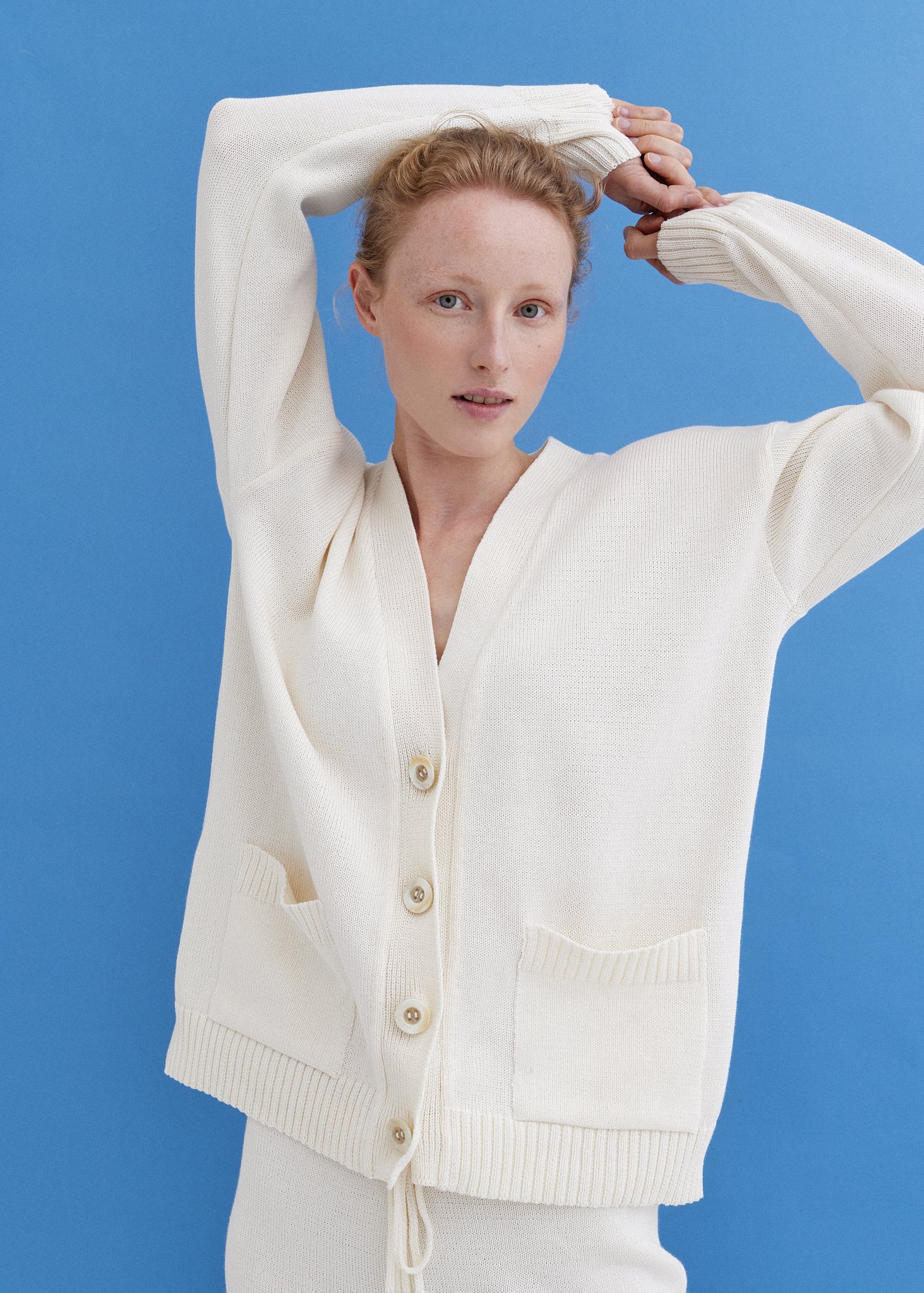 Knitted Cotton Cardigan with Buttons - Handmade ǀ Monala